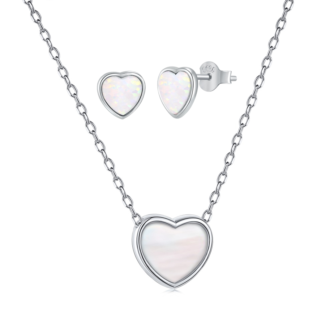 Set en Plata silueta Corazón de Nacár - Hebe